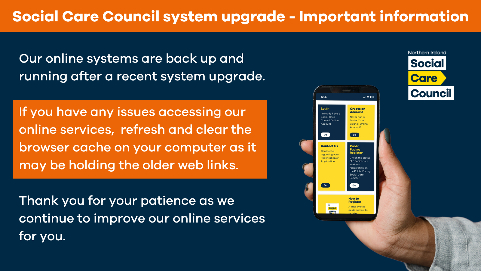 Social Care Council System Update - Important Information - NISCC